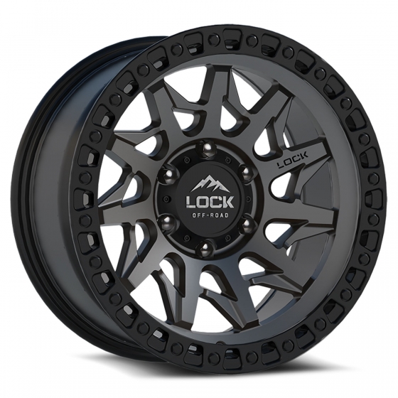 Lock Off-Road Lunatic in Matte Gunmetal (Black Ring) | Wheel ...